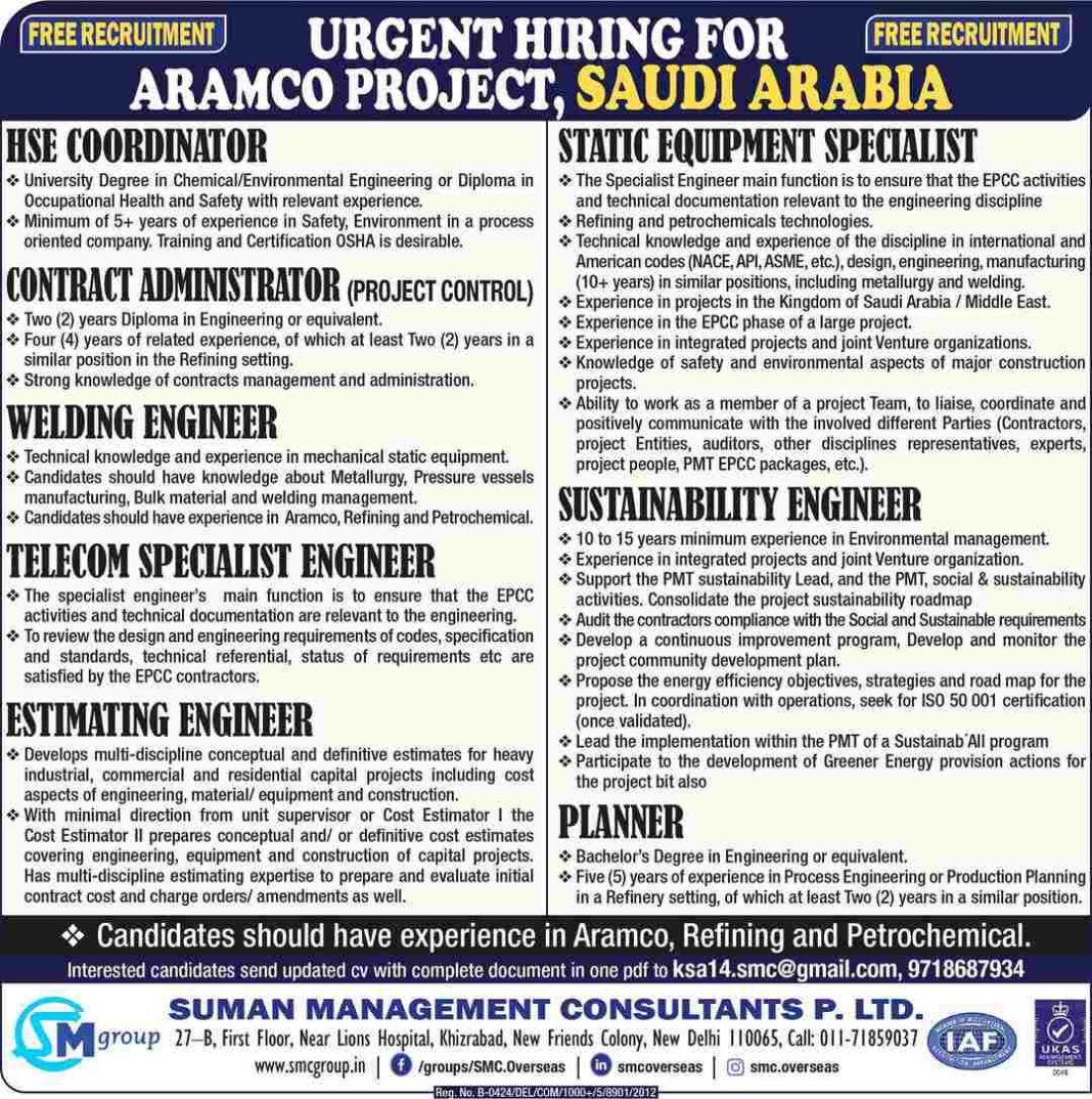 Career Opportunities With Aramco Project - Gulf Job Paper