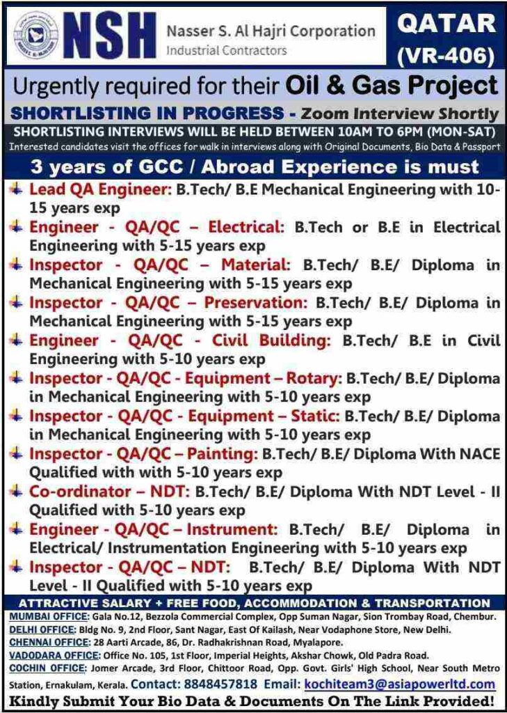 Job Opportunity For NSH - Nasser S. Al Hajri Corporation - Gulf Job Paper