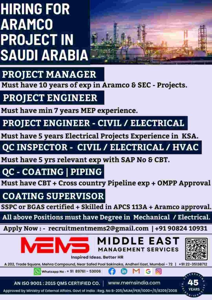 HIRING FOR ARAMCO PROJECT IN SAUDI ARABIA - Gulf Job Paper