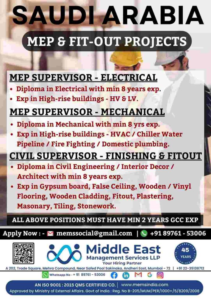 Job Opportunities In Saudi Arabia For MEP & Fit-Out Projects - Gulf Job ...
